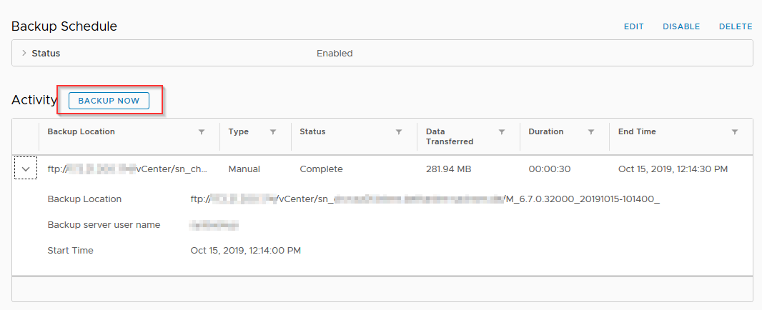 VMware vCSA 6.7 – Schedule Backup – Haustein'scher